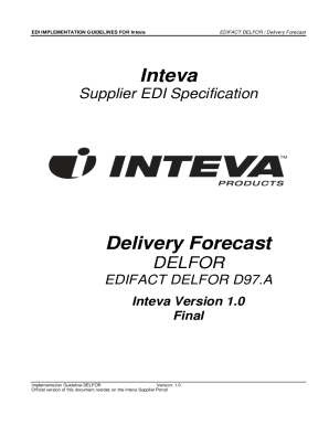 Fillable Online UN/EDIFACT D97A Message DELFOR - Delivery schedule ...