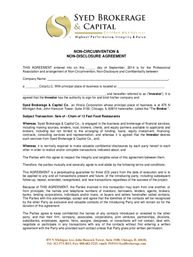 Fillable Online Non-Circumvention Sample Clauses - Law Insider Fax Email Print - pdfFiller