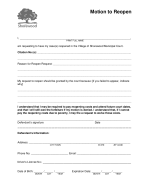 Fillable Online Request for Motion to Reopen Fax Email Print - pdfFiller