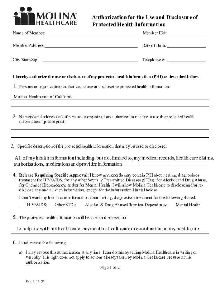 Fillable Online Authorization to Use/Disclose Protected Health Information Fax Email Print ...