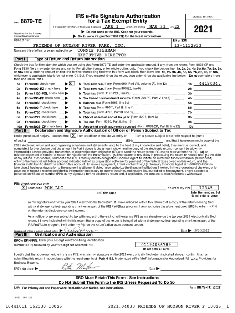 Fillable Online Form 8879-TE 2021 Fax Email Print - pdfFiller