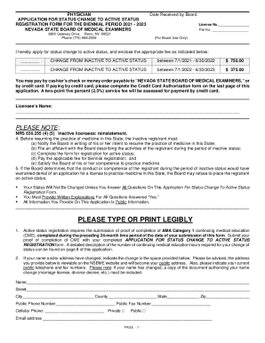 Fillable Online medboard nv Physician Licensure Application Fees and ...