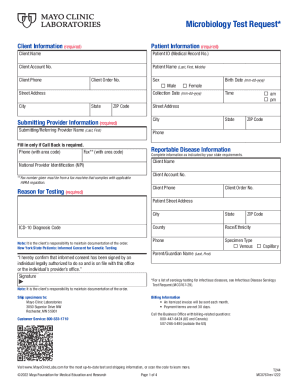 Fillable Online MCLMicrobiology Test RequestMC0767. MCLMicrobiology ...