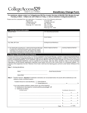 Fillable Online CollegeAccess 529 Beneficiary Change Form CA71802.23.23 ...