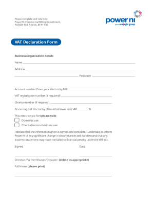 Fillable Online powerni co VAT Declaration Form. VAT Declaration Form ...