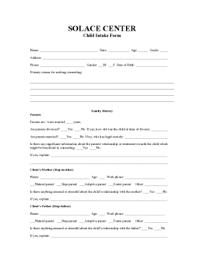Fillable Online SOLACE CENTER - Couples Intake Form Fax Email Print ...