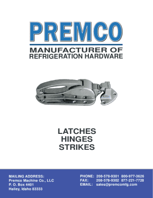 Fillable Online Contact - Premco Manufacturer of Refrigeration Hardware ...