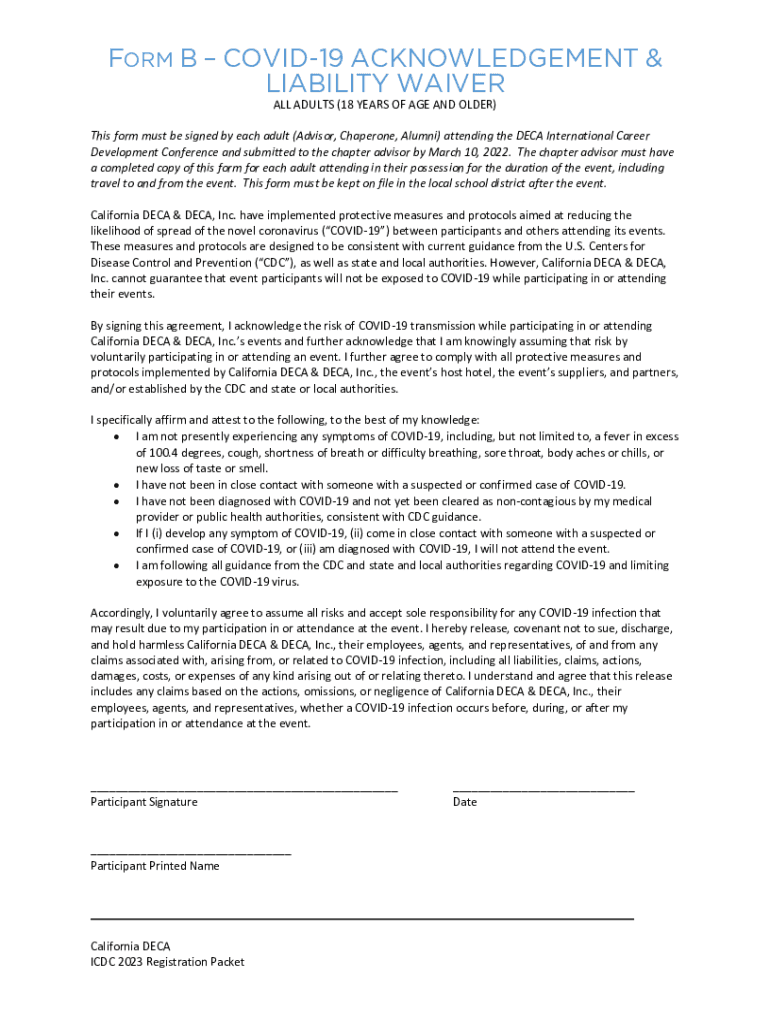 Fillable Online Covid-19 Acknowledgement Form Template Fax Email Print ...