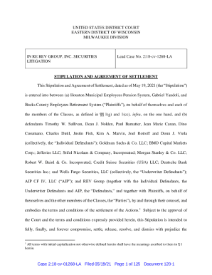 Fillable Online 1 stipulated settlement agreement and release of claims ...