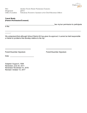 Fillable Online Parent Notification-Consent Form - International Trip ...