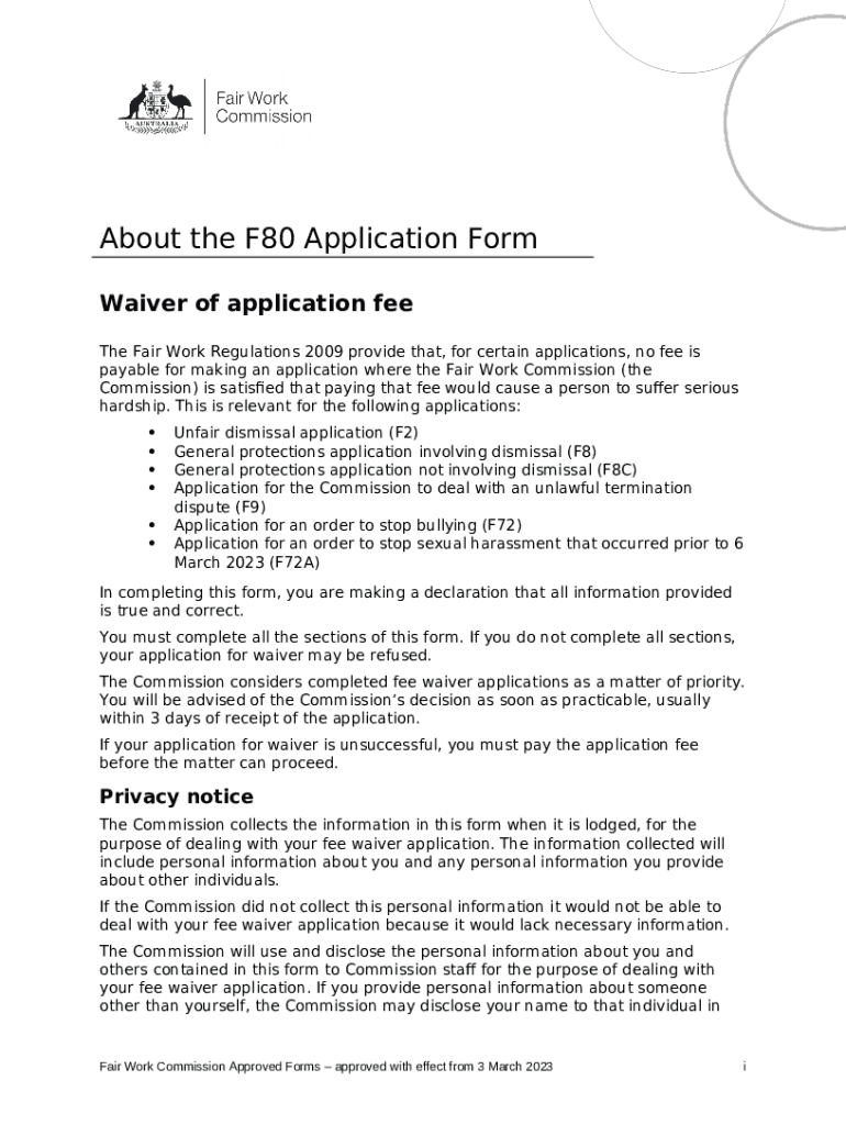 Application for waiver of filing fee (PDF) - Fair Work ... Doc Template ...