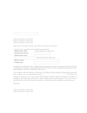 Offer Letter Template for Term Reappointment Doc Template | pdfFiller