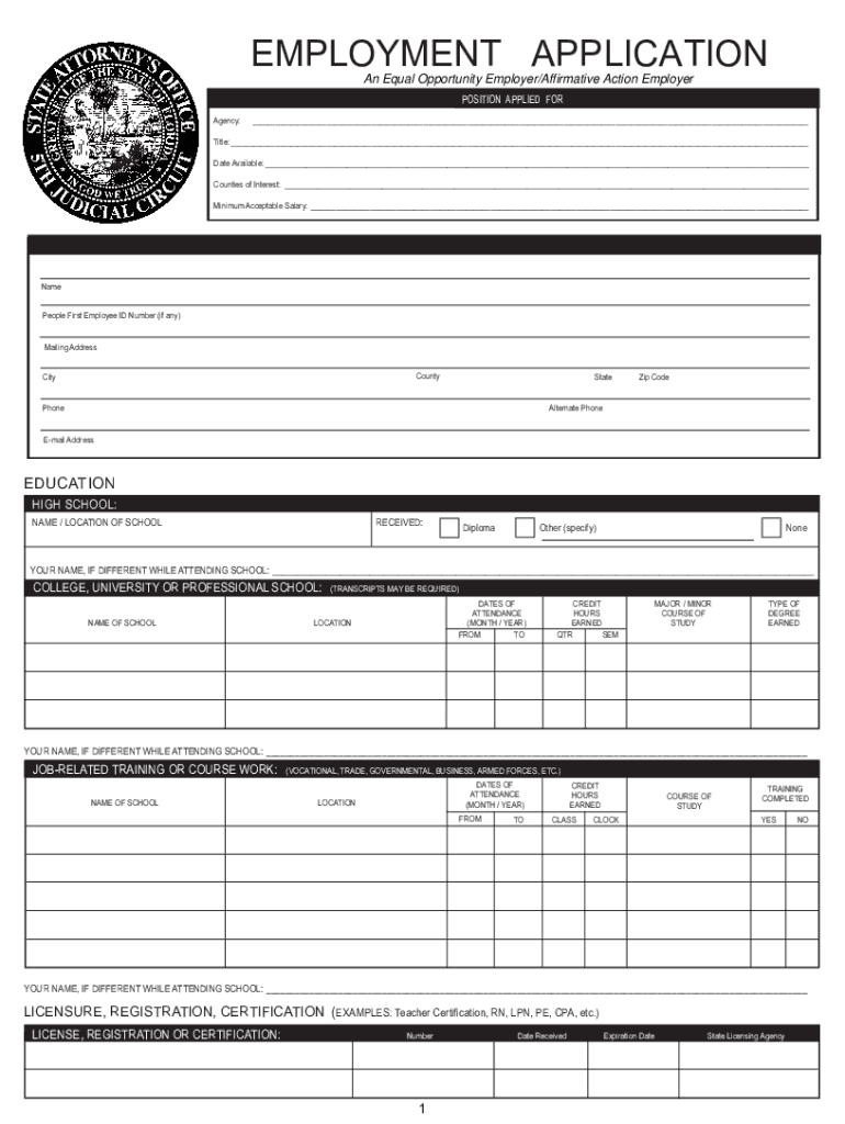 Fillable Online State of Florida Application Fax Email Print - pdfFiller