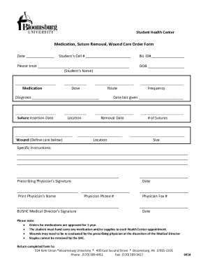 Fillable Online Medication, Suture Removal, Wound Care Order Form Fax ...