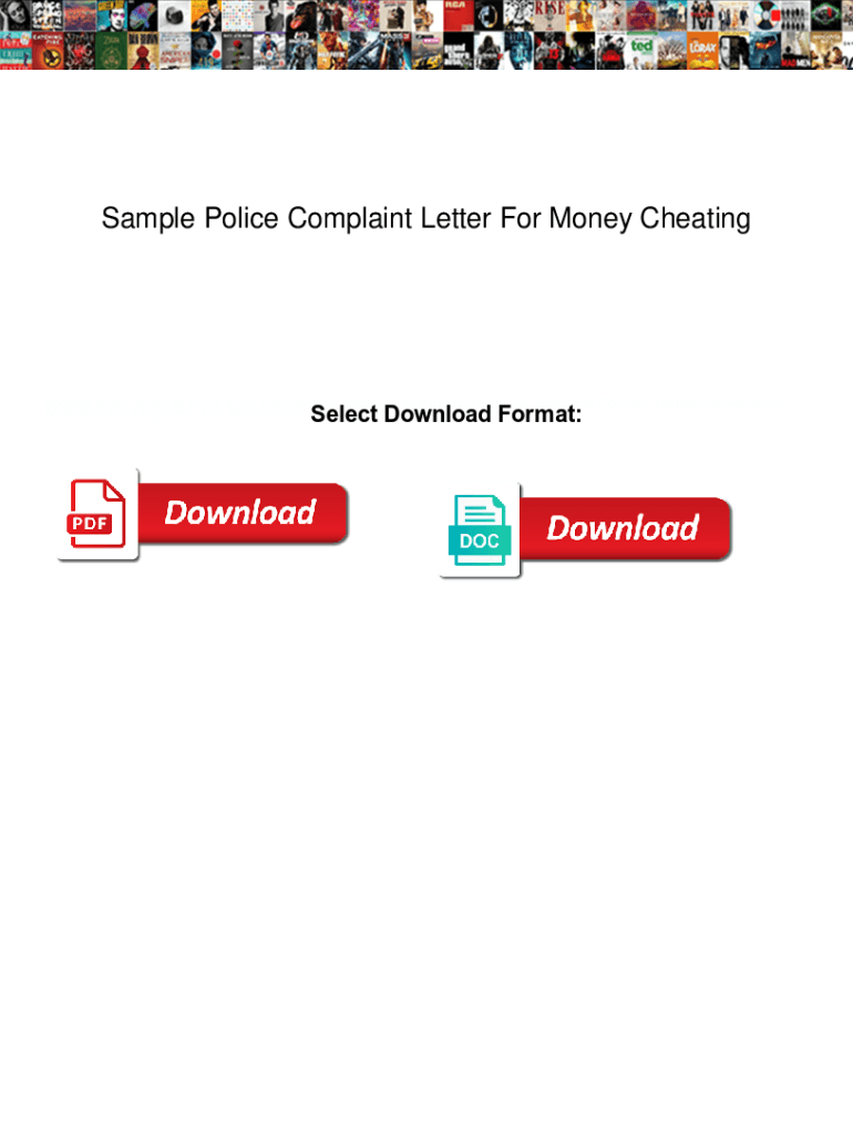 Fillable Online Sample Police Complaint Letter For Money Cheating ...