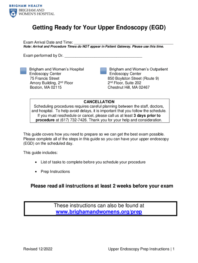 Fillable Online ENDOSCOPY INSTRUCTIONS (Must read at least 7 days ...