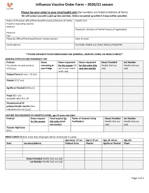 Fillable Online Flu Vaccine Storage and Cold Chain Information Fax ...
