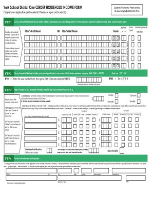Fillable Online York School District One CERDEP HOUSEHOLD INCOME ...