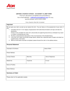 Fillable Online ACCIDENT CLAIM FORM This form should be completed ...
