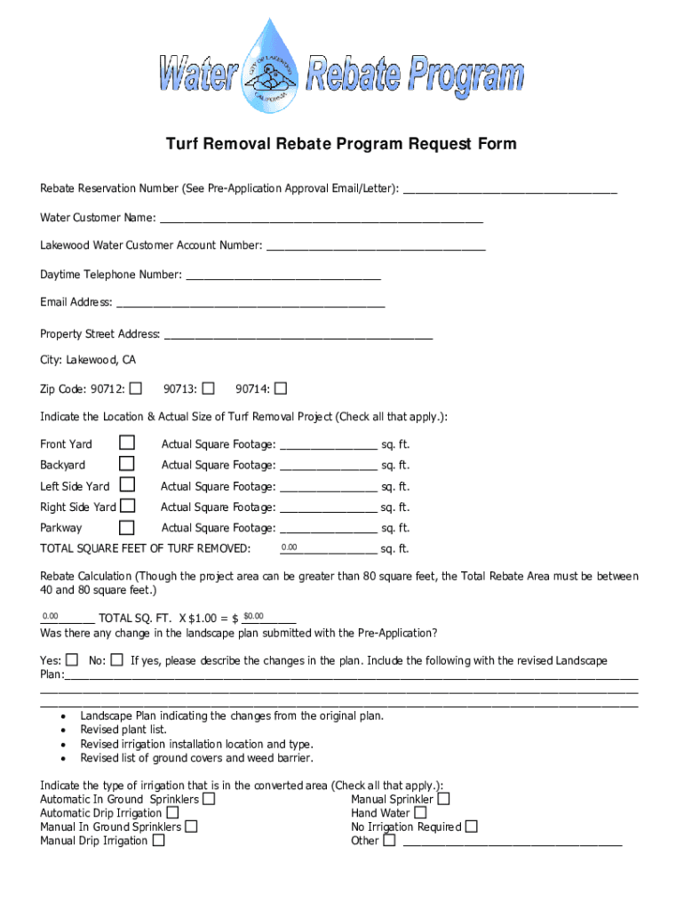 Fillable Online Sample of a Turf Removal Rebate Check List Fax Email Print - pdfFiller