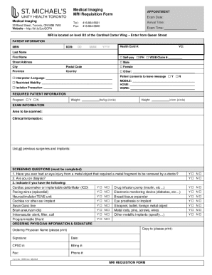 Fillable Online Medical Imaging MRI requisition form Fax Email Print ...