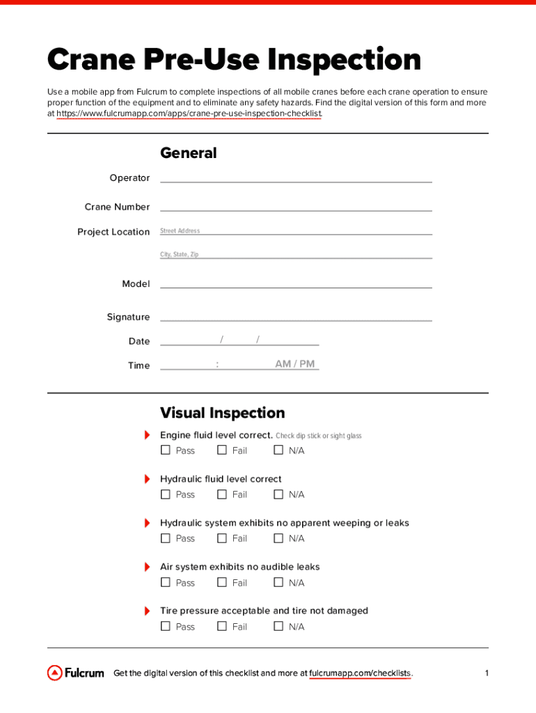 Fillable Online How to turn a crane pre-use inspection checklist into a ...