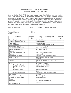 7-child-care-vehicle-inspection-checklist. ... Doc Template | pdfFiller