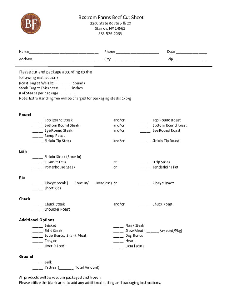 Fillable Online bostrom-beef-cut-sheet-for-web.docx Fax Email Print ...