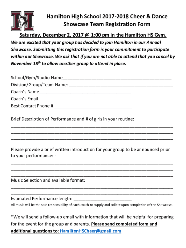 Fillable Online Girls Varsity Competitive Cheer - Hamilton Athletics ...