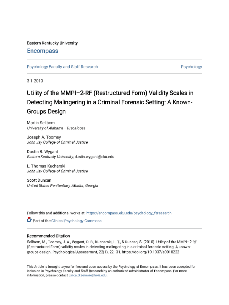 Fillable Online Utility of the MMPI2-RF (Restructured Form) Validity Scales in ... Fax Email ...