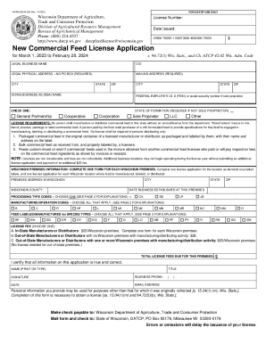 Fillable Online datcp wi New Commercial Feed License Application Fax ...