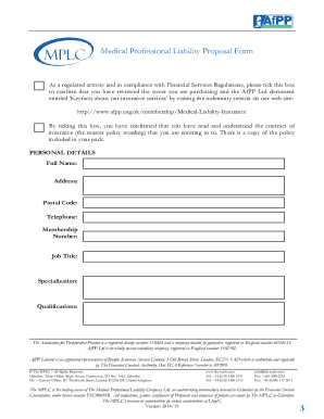 Fillable Online Medical Professional Liability Proposal Form Fax Email ...