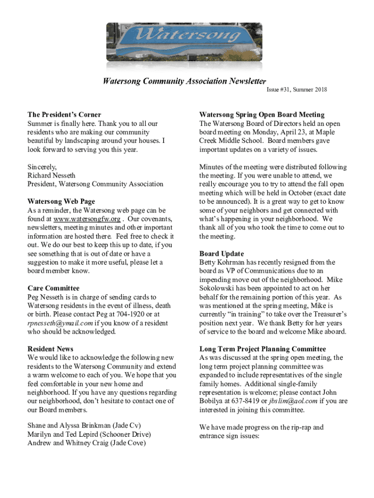 Fillable Online Pedro Point Community Association Newsletters and ...