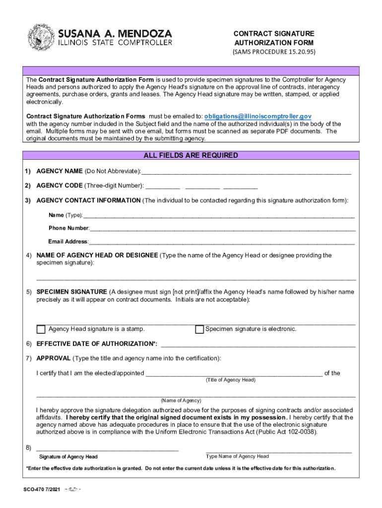 Fillable Online Contract Signature Authorization Form (SAMS ... Fax ...