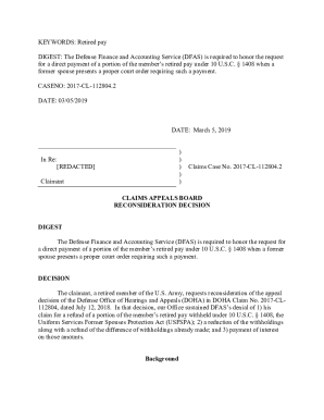 Fillable Online former spouse claim for portion of member's retired pay ...