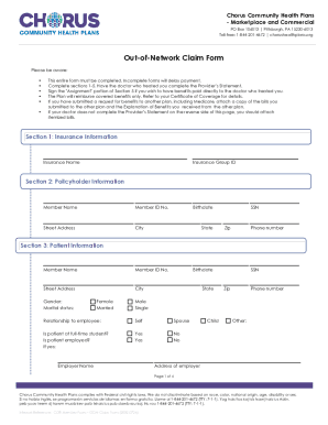 Fillable Online Out-of-Network Claim Form Fax Email Print - pdfFiller
