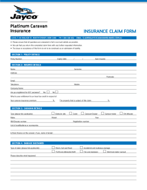 Fillable Online AUSTRALIAN CARAVAN Insurance Claim Form Fax Email Print ...