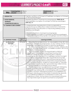 Fillable Online Learning Area Filipino Grade Level Ikalima Quarter ...