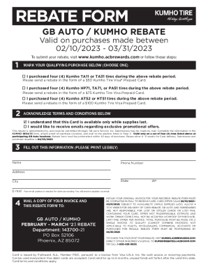 Fillable Online Kumho Rebate Form Fax Email Print - pdfFiller