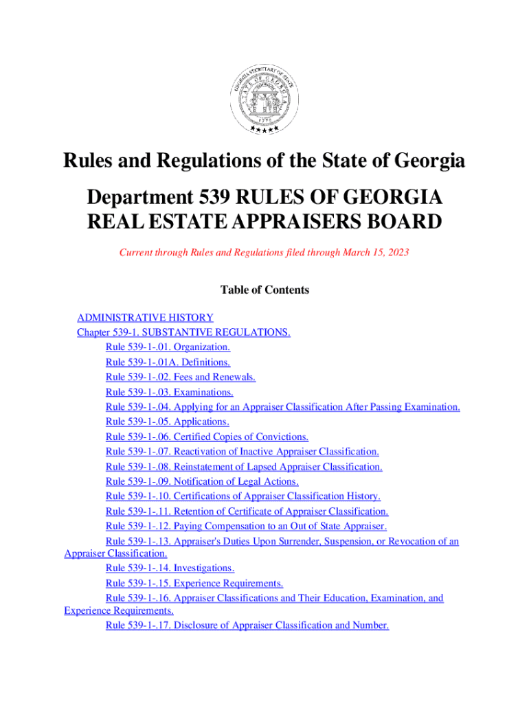 Fillable Online Rules and Regulations of the State of Georgia ...