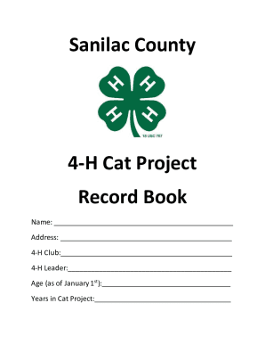 Fillable Online Lancaster County 4-H Cat Project Record Book Fax Email ...