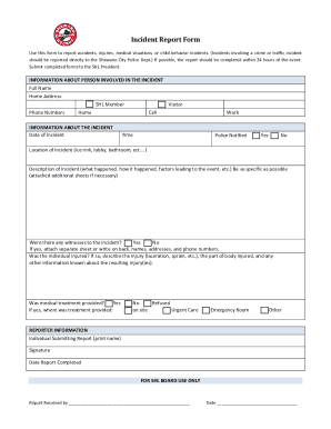 Fillable Online Use this form to report accidents, injuries, medical situations, or child ...