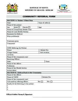 Fillable Online Annex 7 MoH 100: CoMMunitY rEFErral ForM Fax Email ...