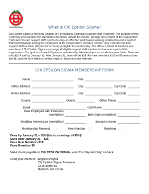 Chi Epsilon Sigma Membership Doc Template | pdfFiller