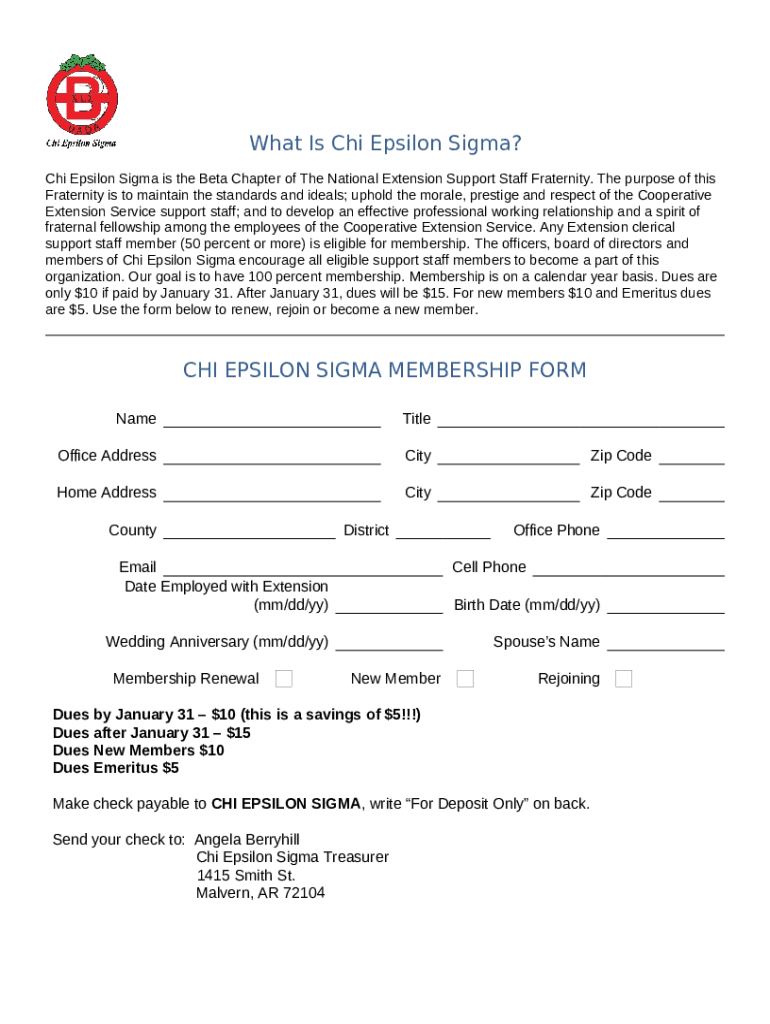 Chi Epsilon Sigma Membership Doc Template | pdfFiller