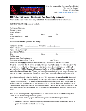 Fillable Online DJ Contract (Free Sample) Fax Email Print - pdfFiller