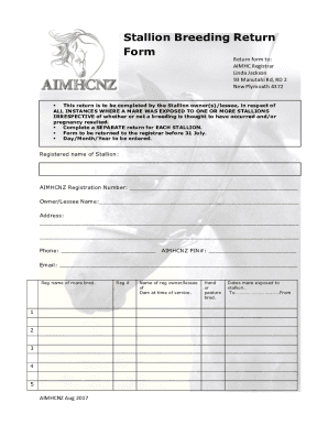 Fillable Online Stallion Breeding Return Form Fax Email Print - pdfFiller