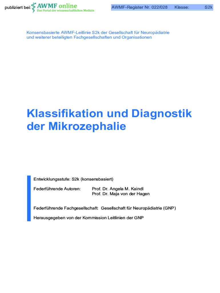 Ausfüllbar Online Klassifikation und Diagnostik der Mikrozephalie Fax Email Drucken - pdfFiller
