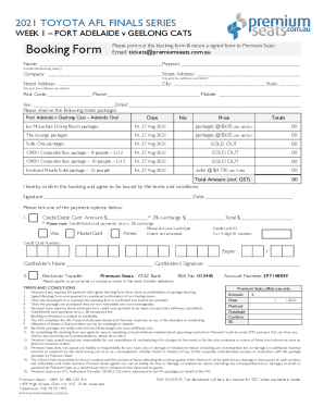Fillable Online 2021 AFL Finals - Port Adelaide v Geelong Cats - Ticket ...