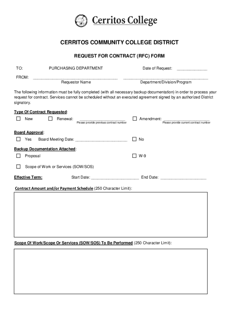 Fillable Online cerritos community college district - request for ...